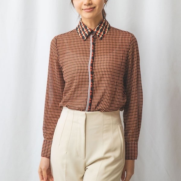 ナラカミーチェ（NARACAMICIE）/【NARACAMICIE】幾何パネルプリント比翼シャツ