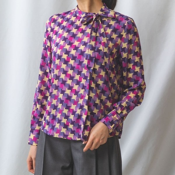 ナラカミーチェ（NARACAMICIE）/【NARACAMICIE】パズルプリントサイドリボンブラウス