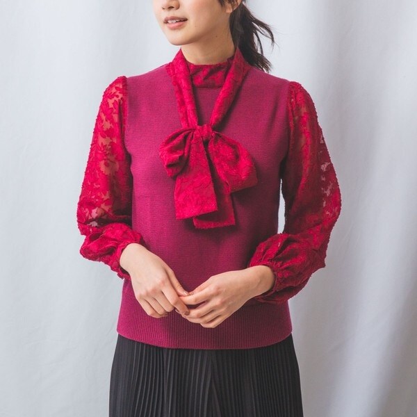 ナラカミーチェ（NARACAMICIE）/【NARACAMICIE】カットJQ袖プルオーバーニット