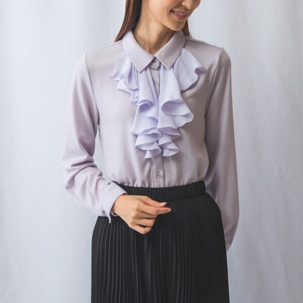 ナラカミーチェ（NARACAMICIE）/【NARACAMICIE】ウールジャージフロントフリルカットソー