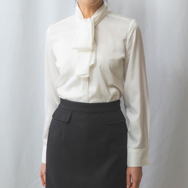 ナラカミーチェ（NARACAMICIE）/【NARACAMICIE】ランダムストライプスタンドボウタイブラウス