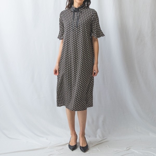 ナラカミーチェ（NARACAMICIE）/【NARACAMICIE】幾何柄衿リボンワンピース