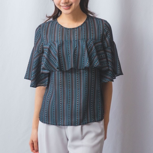 ナラカミーチェ（NARACAMICIE）/【NARACAMICIE】ラインドットシフォンフリルブラウス