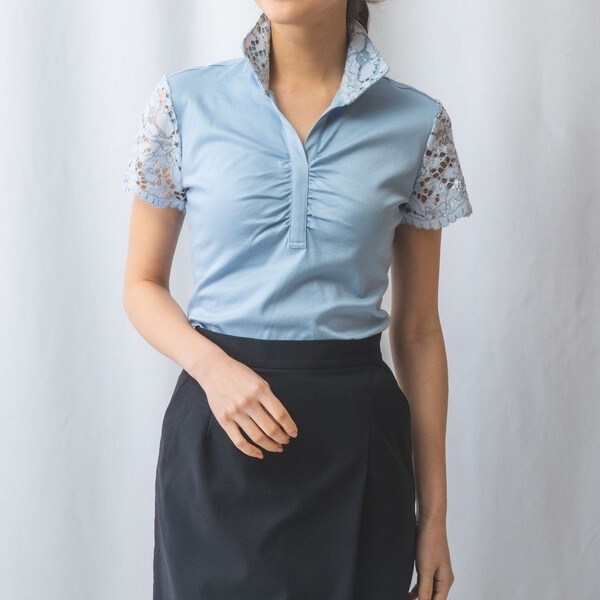 ナラカミーチェ（NARACAMICIE）/【NARACAMICIE】レースコンビスタンド半袖カットソー