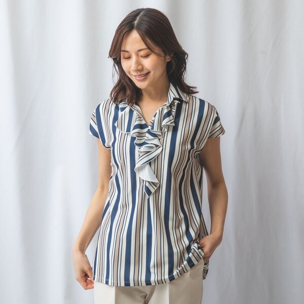 ナラカミーチェ（NARACAMICIE）/【NARACAMICIE】マルチストライプフリルブラウス