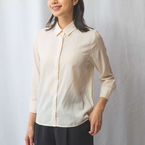 ナラカミーチェ（NARACAMICIE）/【NARACAMICIE】ラメストライプ八分袖ブラウス