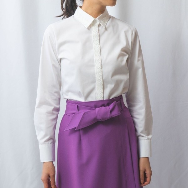 ナラカミーチェ（NARACAMICIE）/【NARACAMICIE】ツイルレースカラー長袖シャツ