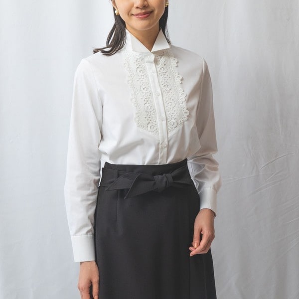 ナラカミーチェ（NARACAMICIE）/【NARACAMICIE】ツイルフロントレース長袖シャツ