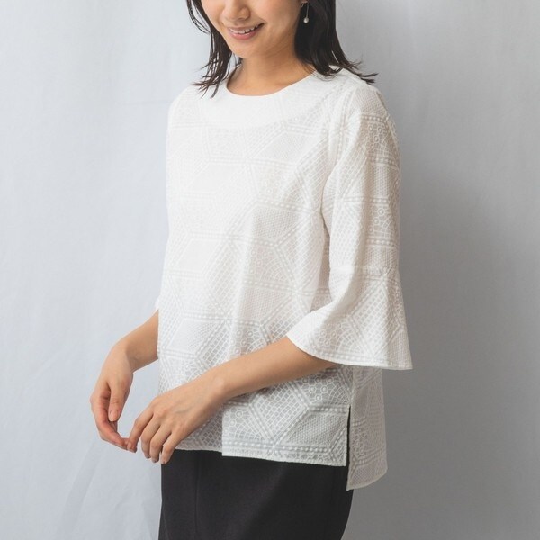 ナラカミーチェ（NARACAMICIE）/【NARACAMICIE】幾何レース七分袖プルオーバー