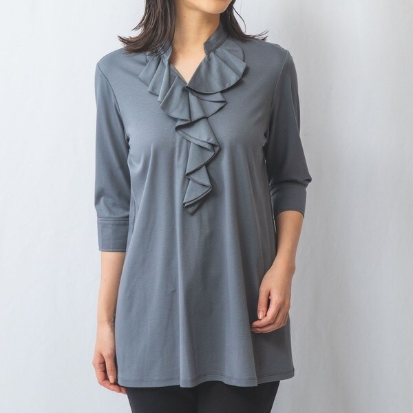 ナラカミーチェ（NARACAMICIE）/【NARACAMICIE】シルケットコットンスムースバンドカラー七分袖