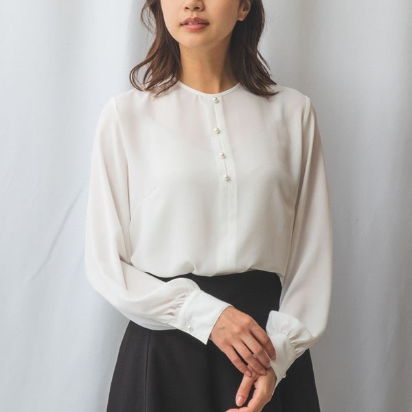 ナラカミーチェ（NARACAMICIE）/【NARACAMICIE】ジョーゼットフロントパール長袖ブラウス