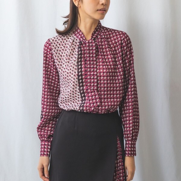 ナラカミーチェ（NARACAMICIE）/【NARACAMICIE】幾何柄ボウタイ長袖ブラウス