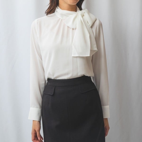 ナラカミーチェ（NARACAMICIE）/【NARACAMICIE】ジョーゼットアシンメトリ?ボウタイ長袖ブラウス