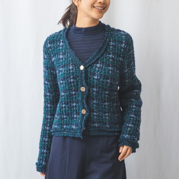 ナラカミーチェ（NARACAMICIE）/【NARACAMICIE】ツィード風Vネックカーディガン