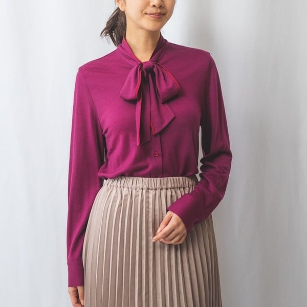 ナラカミーチェ（NARACAMICIE）/【NARACAMICIE】ウールジャージボウタイ長袖カットソー