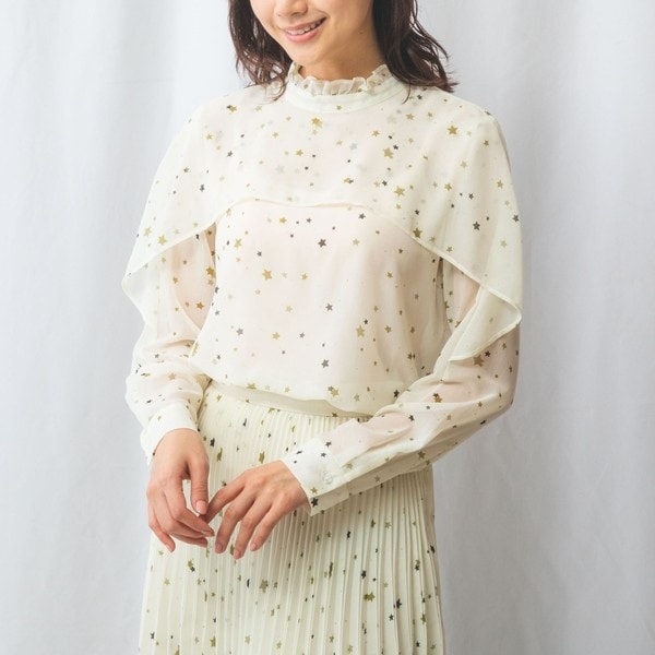 ナラカミーチェ（NARACAMICIE）/【NARACAMICIE】【セットアップ対応】星プリントフロントケープ長袖ブラウス