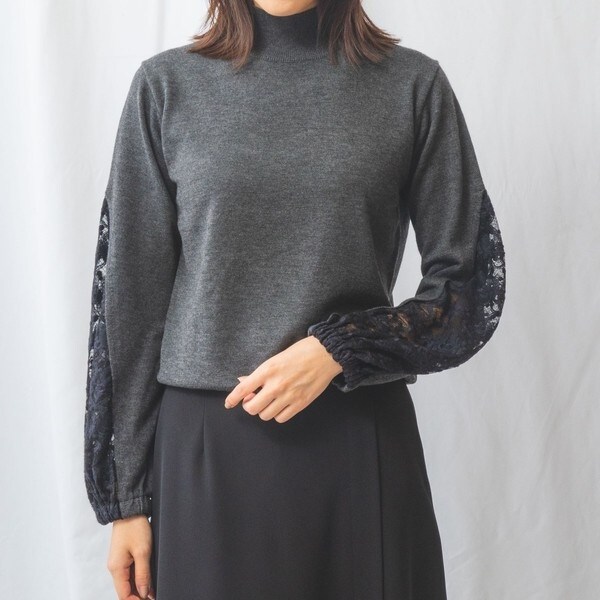 ナラカミーチェ（NARACAMICIE）/【NARACAMICIE】レース袖ニットプルオーバー