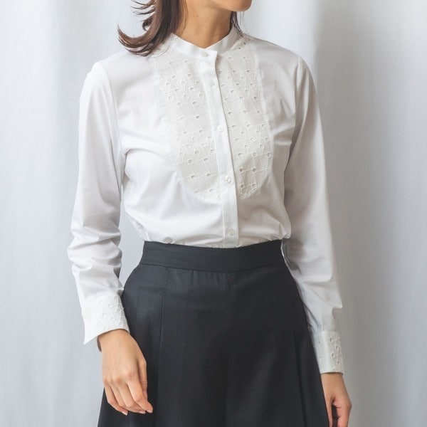 ナラカミーチェ（NARACAMICIE）/【NARACAMICIE】フロントレースバンドカラー長袖ブラウス