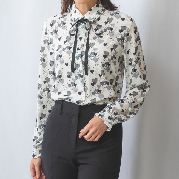 ナラカミーチェ（NARACAMICIE）/【NARACAMICIE】ハート柄リボン付き長袖ブラウス