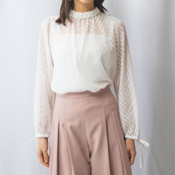 ナラカミーチェ（NARACAMICIE）/【NARACAMICIE】ジャガード袖口リボン長袖プルオーバー