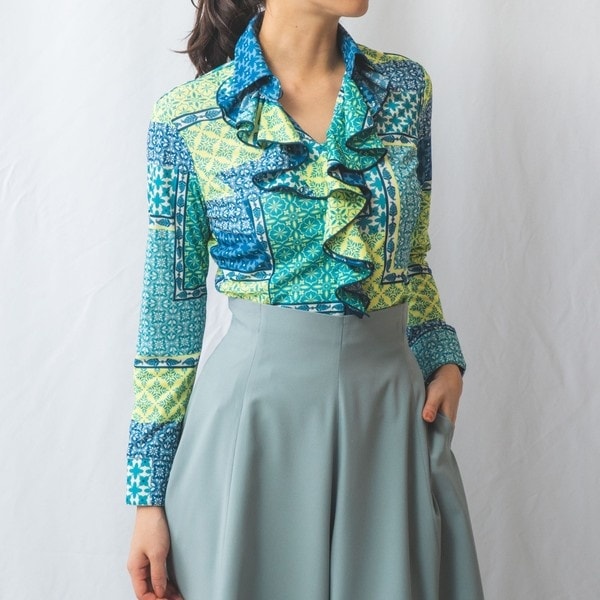 ナラカミーチェ（NARACAMICIE）/【NARACAMICIE】パッチワークプリントフリルカットブラウス