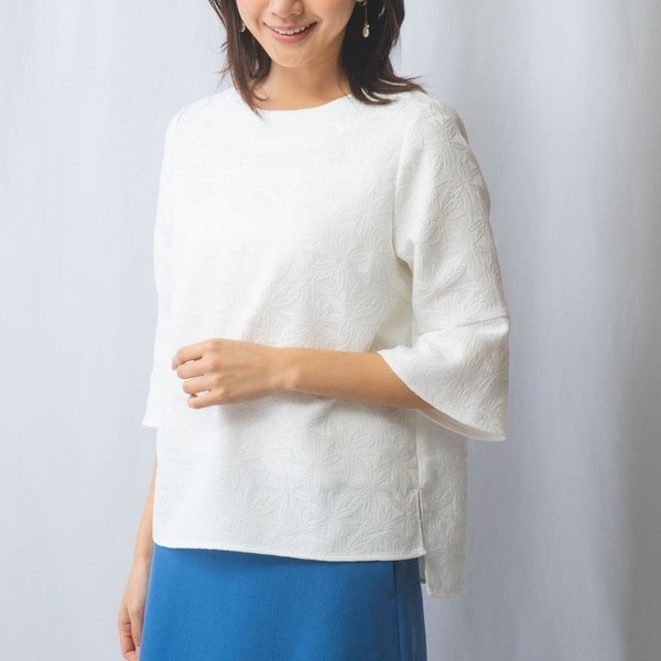 ナラカミーチェ（NARACAMICIE）/【NARACAMICIE】フラワージャガード六分袖ブラウス