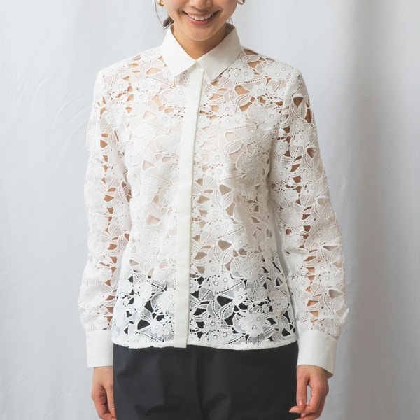 ナラカミーチェ（NARACAMICIE）/【NARACAMICIE】レースドッキング長袖ブラウス