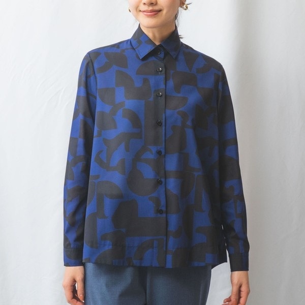 ナラカミーチェ（NARACAMICIE）/【NARACAMICIE】モノトーンプリントテントライン長袖シャツ