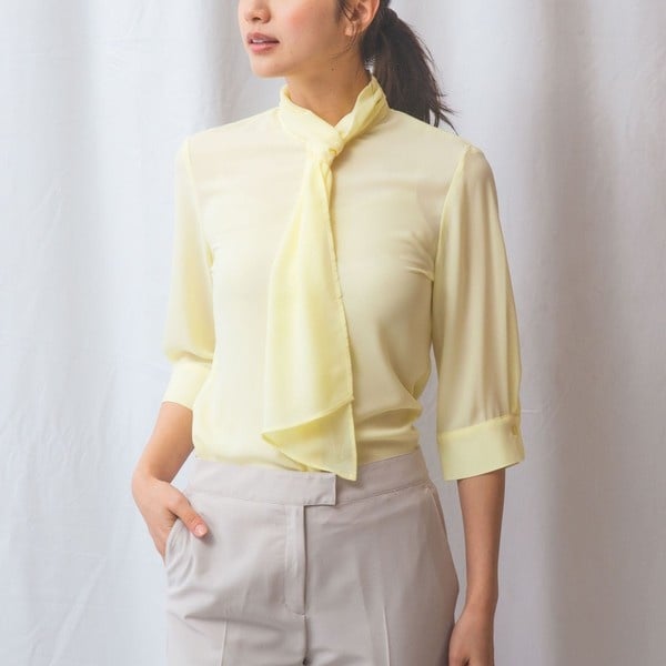 ナラカミーチェ（NARACAMICIE）/【NARACAMICIE】ジョーゼットフリルタイ七分袖ブラウス