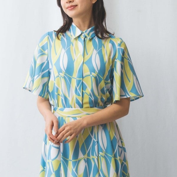 ナラカミーチェ（NARACAMICIE）/【NARACAMICIE】【セットアップ対応】ウェーブ幾何プリント半袖ブラウス