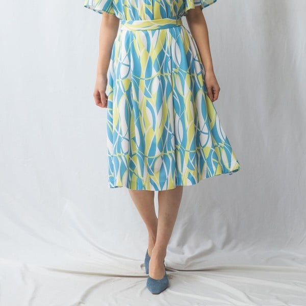 ナラカミーチェ（NARACAMICIE）/【NARACAMICIE】【セットアップ対応】ウェーブ幾何プリントフレアスカート