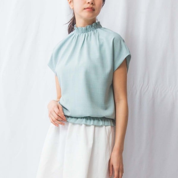 ナラカミーチェ（NARACAMICIE）/【NARACAMICIE】麻調フレンチスリーブ半袖シャーリングブラウス