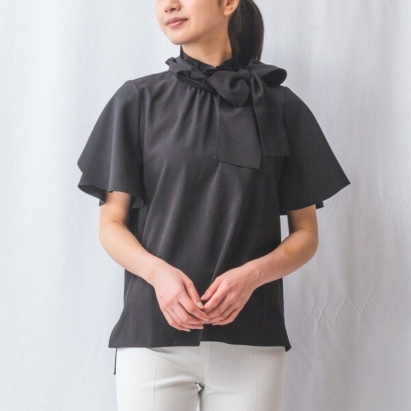 ナラカミーチェ（NARACAMICIE）/【NARACAMICIE】NERO　リボン半袖ブラウス