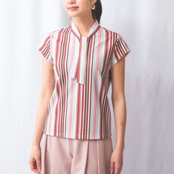 ナラカミーチェ（NARACAMICIE）/【NARACAMICIE】マルチストライプボウタイカットソー