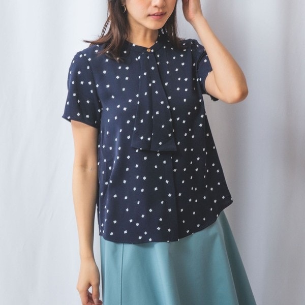 ナラカミーチェ（NARACAMICIE）/【NARACAMICIE】プリントブロードラッフル半袖ブラウス