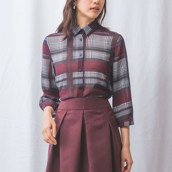 ナラカミーチェ（NARACAMICIE）/【NARACAMICIE】ビッググレンチェック七分袖シャツ