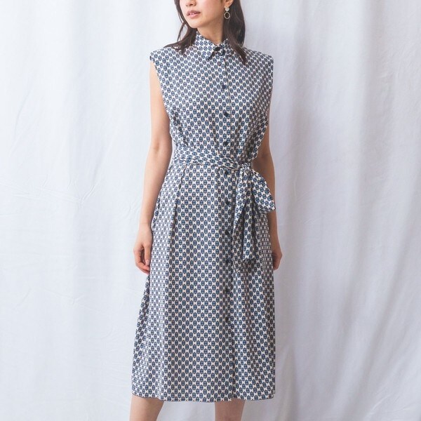 ナラカミーチェ（NARACAMICIE）/【NARACAMICIE】幾何柄ノースリワンピース