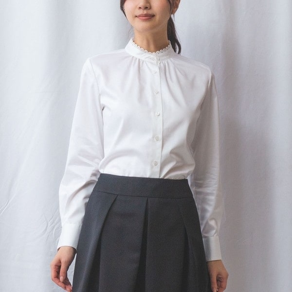 ナラカミーチェ（NARACAMICIE）/【NARACAMICIE】ツイルピコレースカラー長袖シャツ