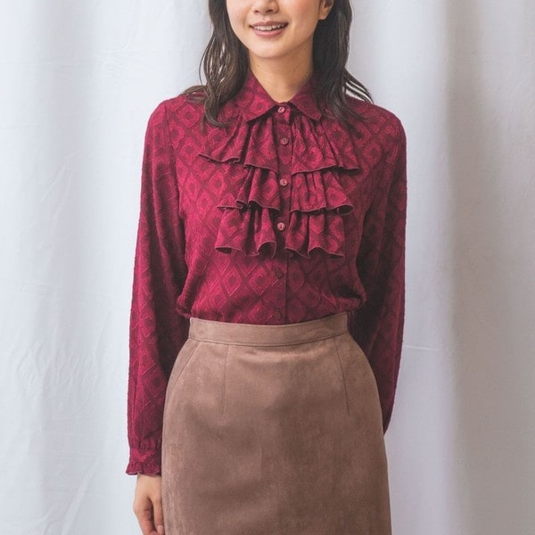 ナラカミーチェ（NARACAMICIE）/【NARACAMICIE】カットジャガード3段フリル長袖ブラウス