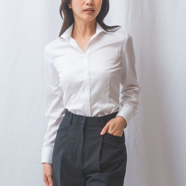 ナラカミーチェ（NARACAMICIE）/【NARACAMICIE】ツイルスタンドカラー長袖シャツ