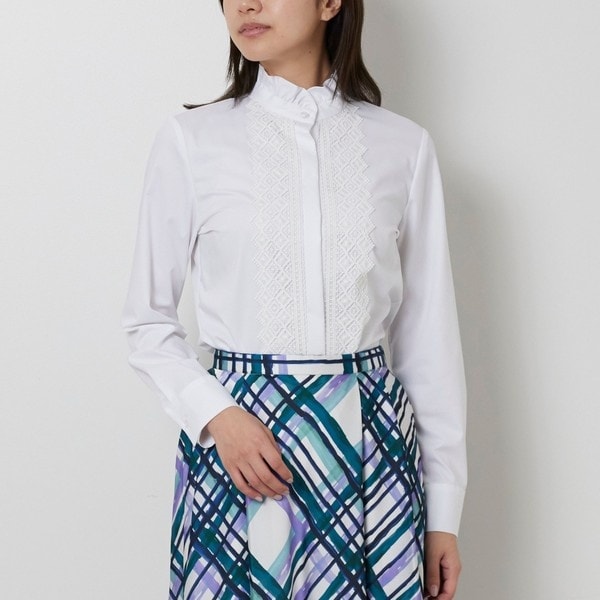 ナラカミーチェ（NARACAMICIE）/【NARACAMICIE】衿フロントレース長袖ブラウス