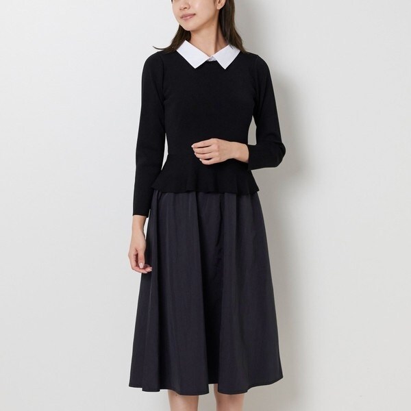 ナラカミーチェ（NARACAMICIE）/【NARACAMICIE】襟取り外しバイカラーニットワンピース