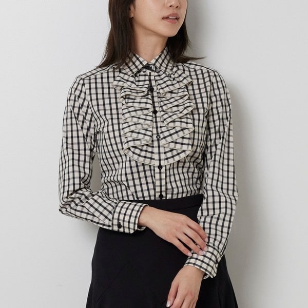 ナラカミーチェ（NARACAMICIE）/【NARACAMICIE】チェックフリル長袖シャツ