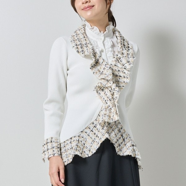 ナラカミーチェ（NARACAMICIE）/【NARACAMICIE】ラメツィードドッキングフリルカーディガン