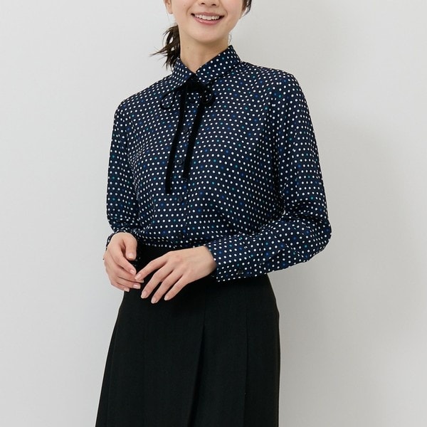 ナラカミーチェ（NARACAMICIE）/【NARACAMICIE】ドット柄リボン付き長袖ブラウス
