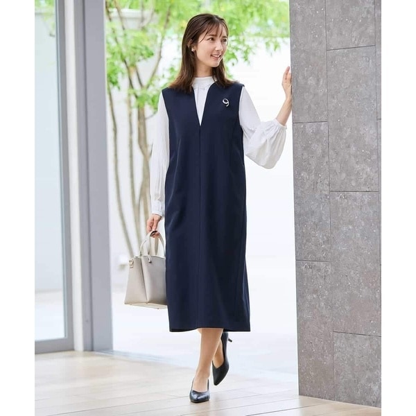 アー・ヴェ・ヴェ（a．v．v）/【洗える/ストレッチ】ダブルクロスジャンパードレス