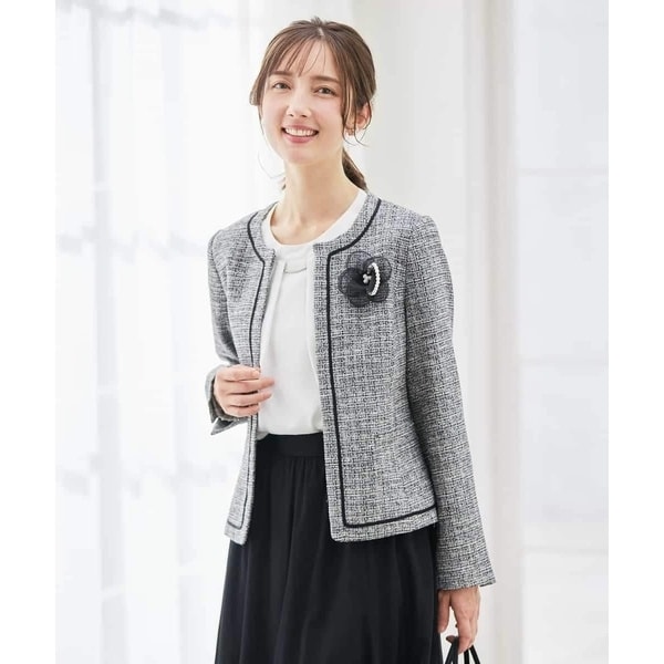 【NEW】アー・ヴェ・ヴェ（a．v．v）/【ストレッチ】ツイードノーカラージャケット