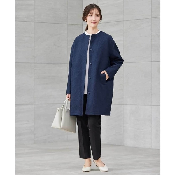 【NEW】アー・ヴェ・ヴェ（a．v．v）/ジャガードノーカラーコート