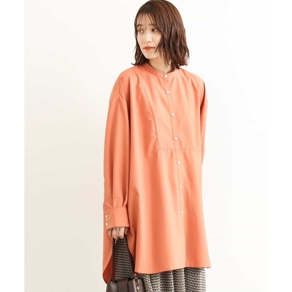 MK ミッシェルクラン/バンドカラーシャツチュニック/洗える