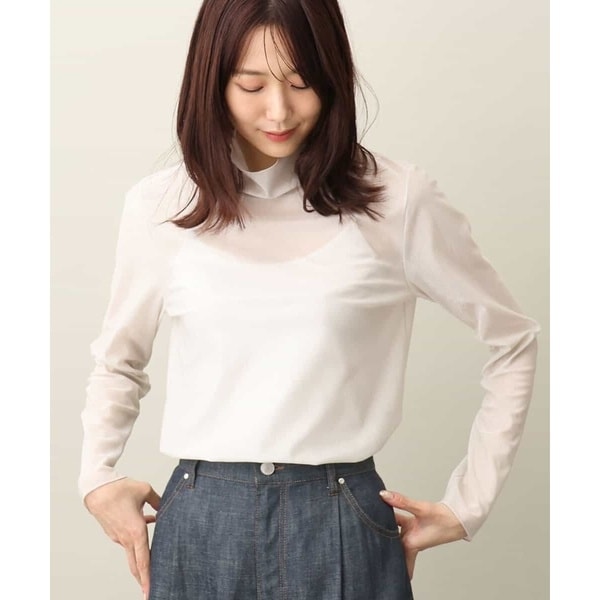 MK ミッシェルクラン（MK MICHEL  ）/キラキラシアーハイネックカットソー/洗える